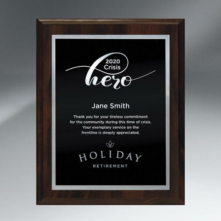 Standard Plaque - Cherry Finish Silver Engraving – MetroAwards